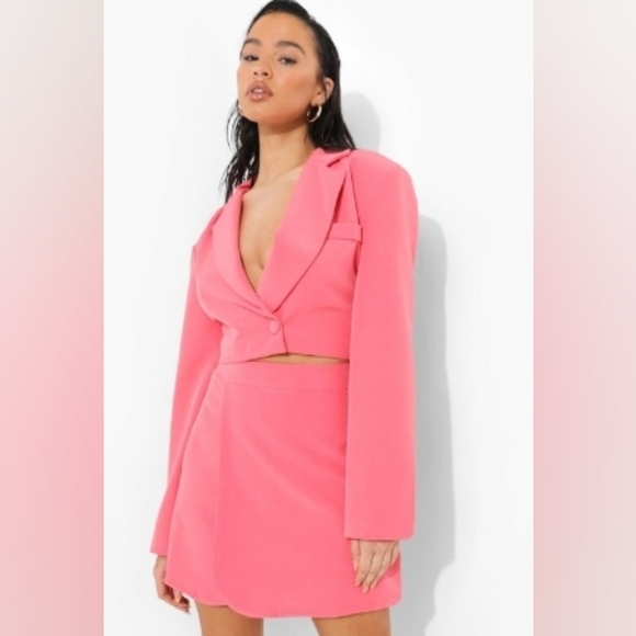 Boohoo | Other | Crop Blazer Skirt Set | Poshmark
